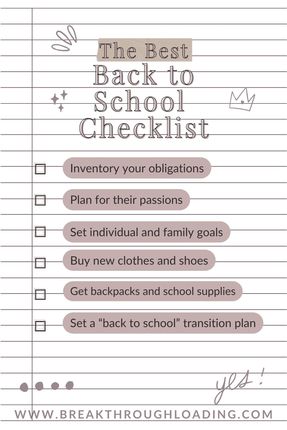 The Back to School Checklist: Beat the Chaos this Year! | Breakthrough ...