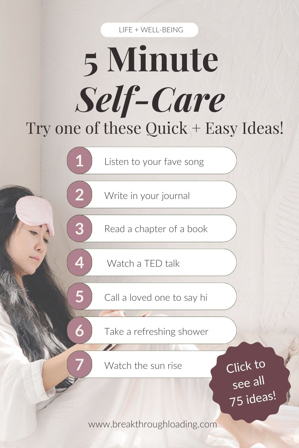 75 Quick & Easy 5-Minute Self-Care Ideas | Breakthrough Loading